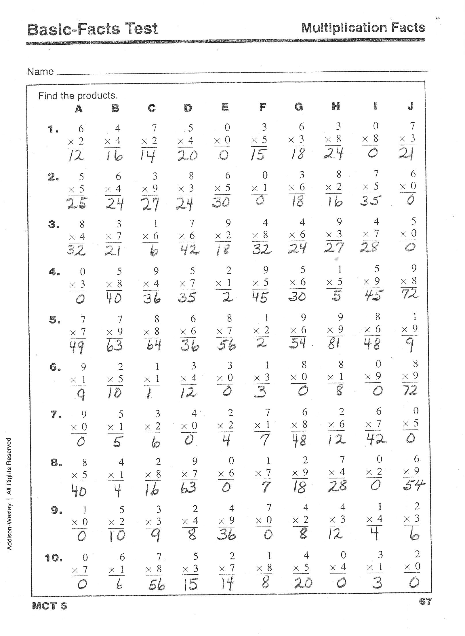 Mathsframe Times Tables Multiplication Check Free Printable