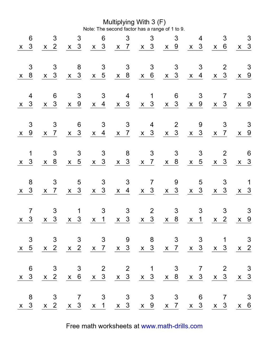 100 Times Table Questions Free Printable