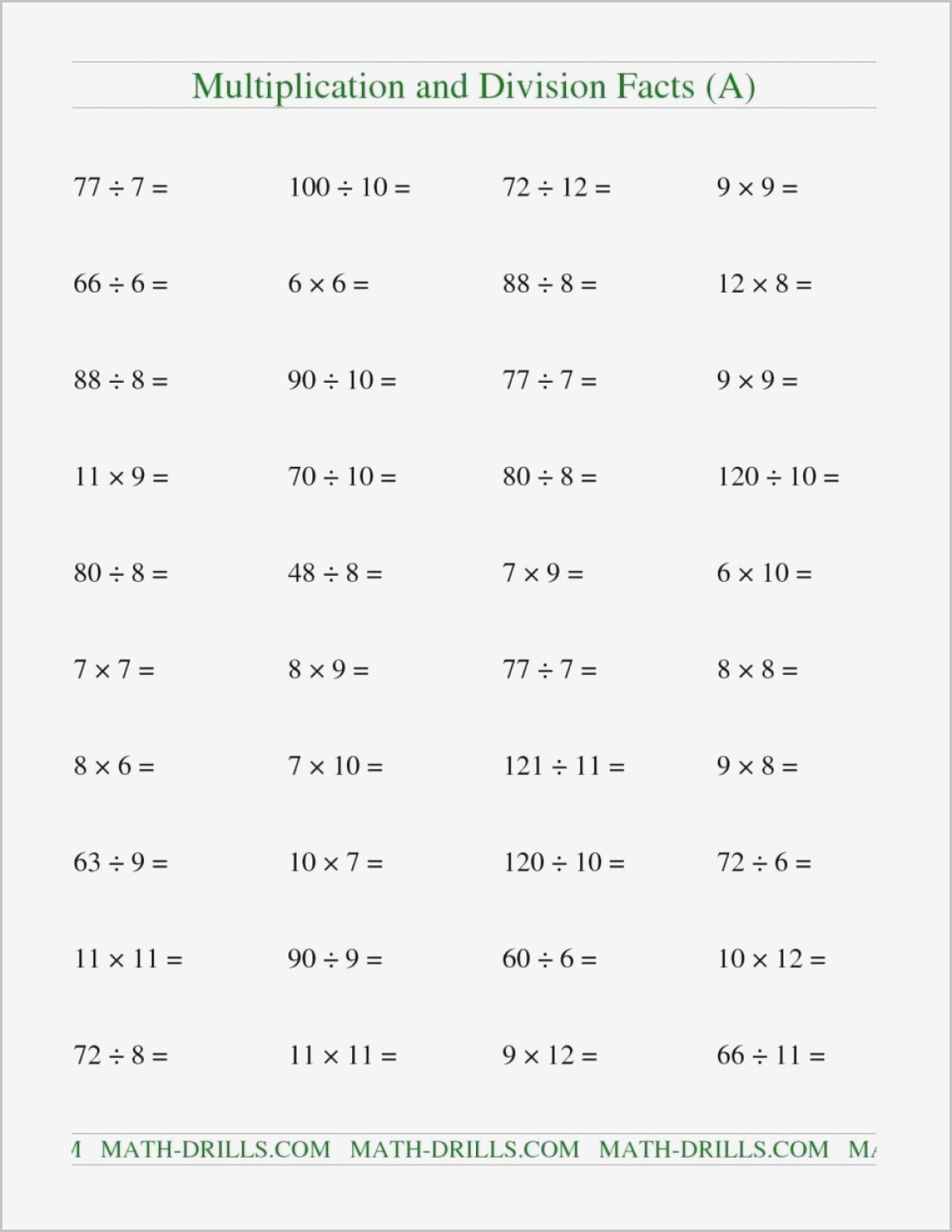 Math Aids Multiplication Drills Free Printable math-aids-multiplication-drills-free-printable
