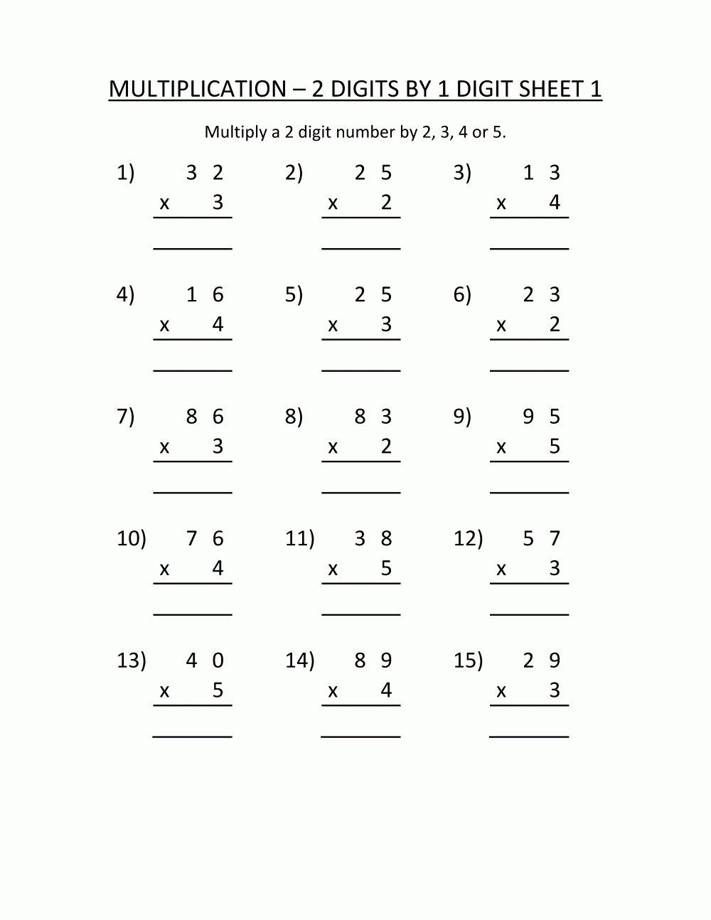 2X Multiplication Worksheets - Free Printable