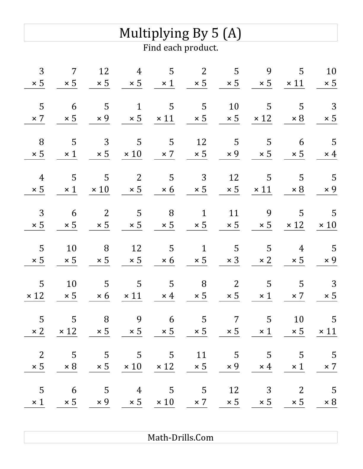 Multiplication By 5 Worksheets - Free Printable