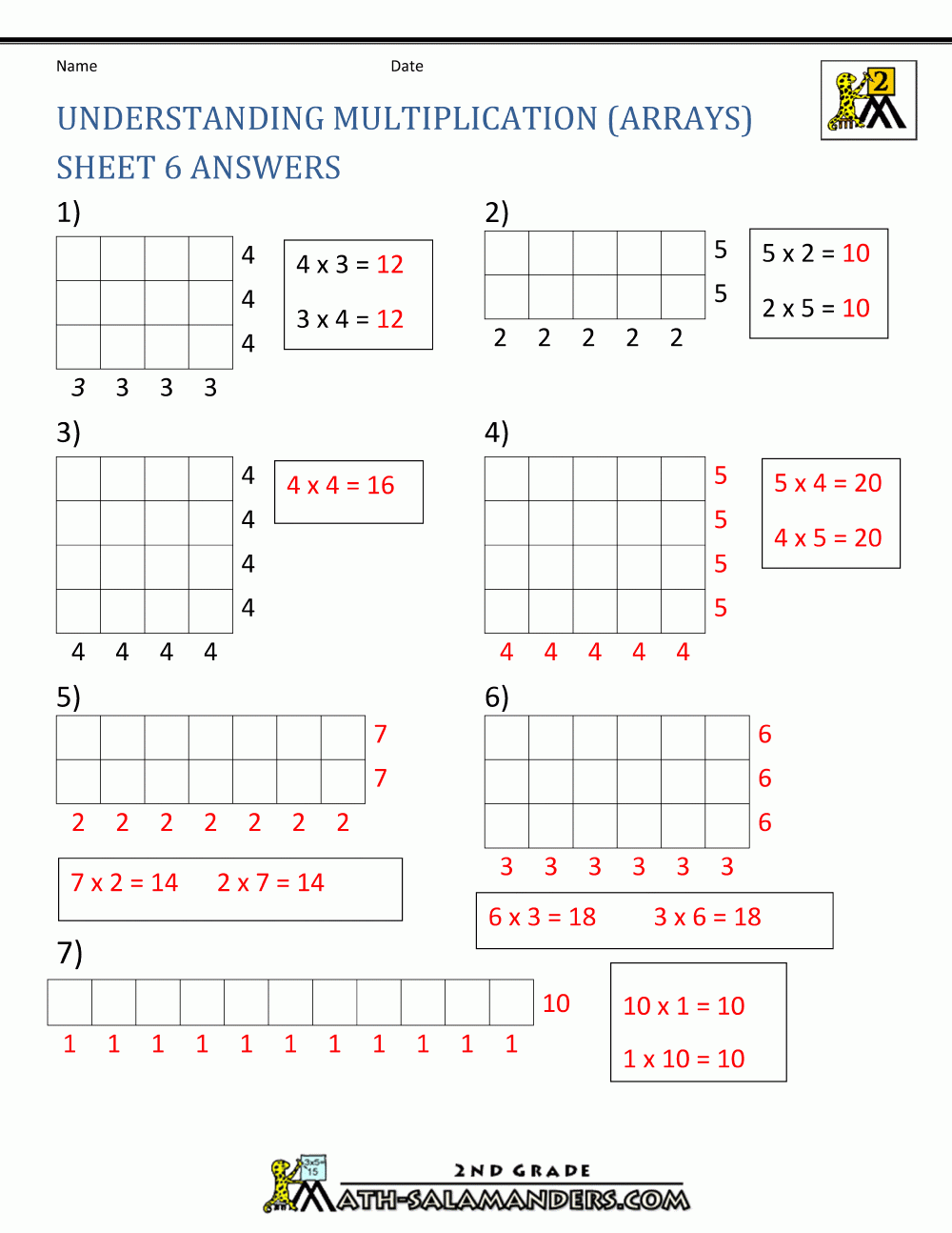 Multiplication Arrays Worksheets Pdf - Free Printable