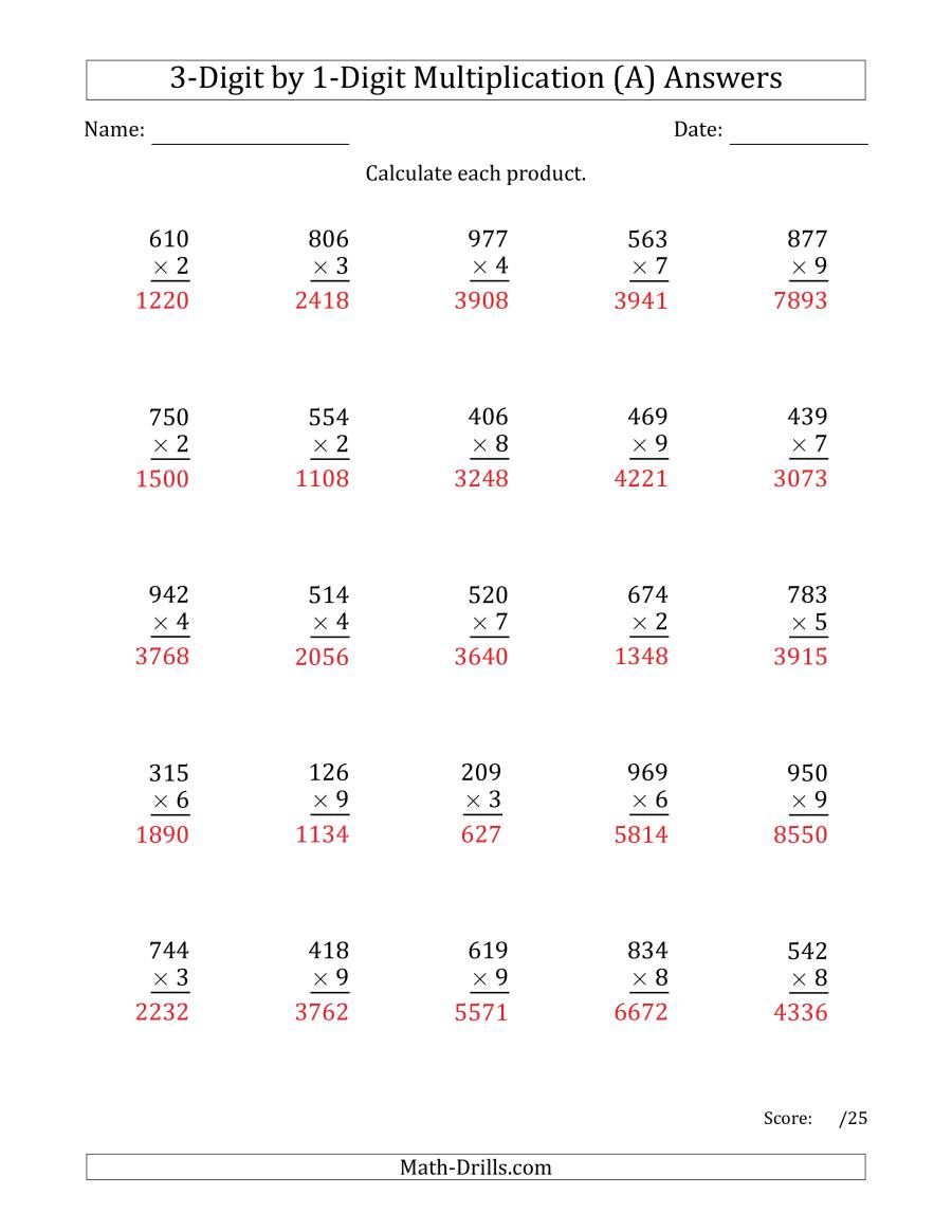 Multiplication Worksheets 3 Digit By 3 Digit - Free Printable
