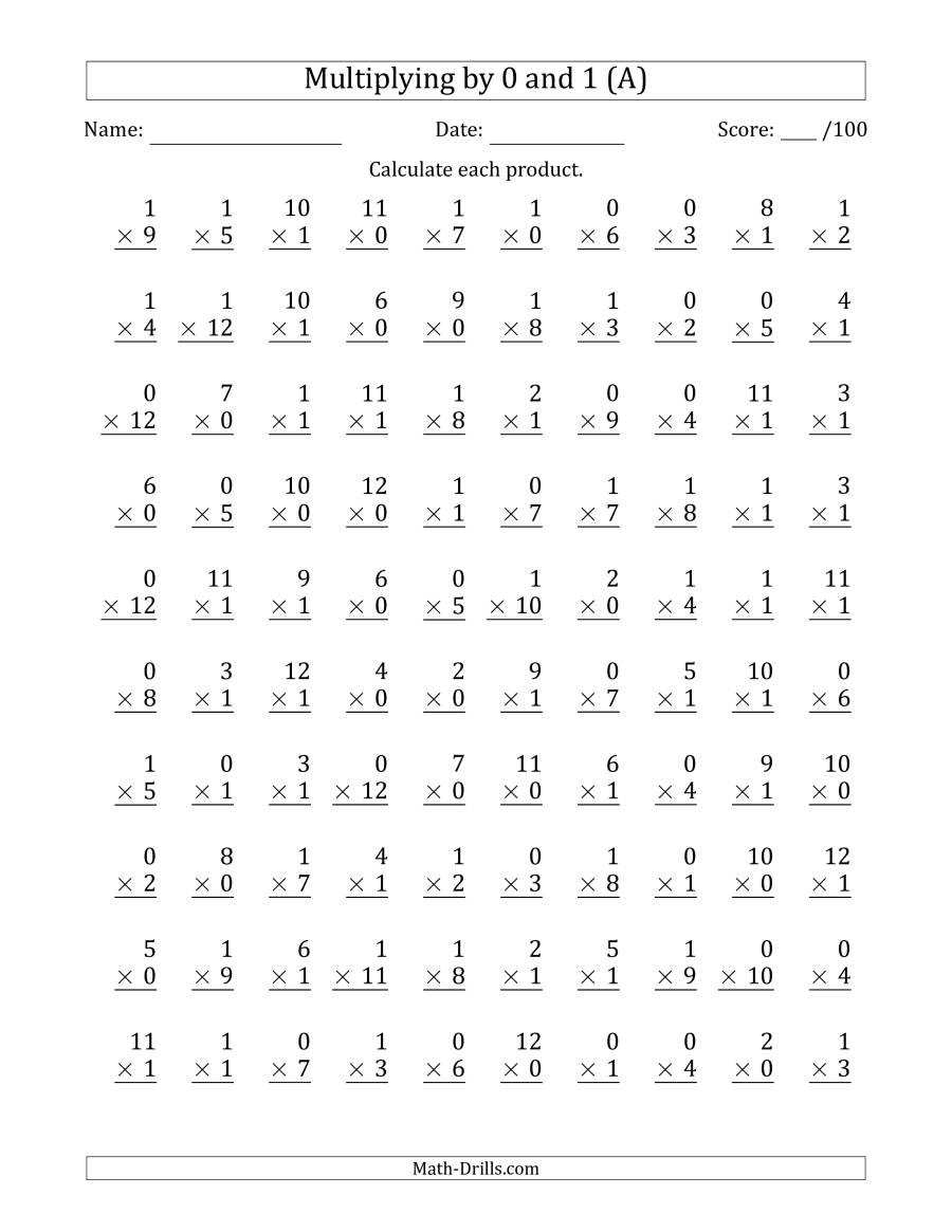 Multiplication Facts Quiz - Free Printable