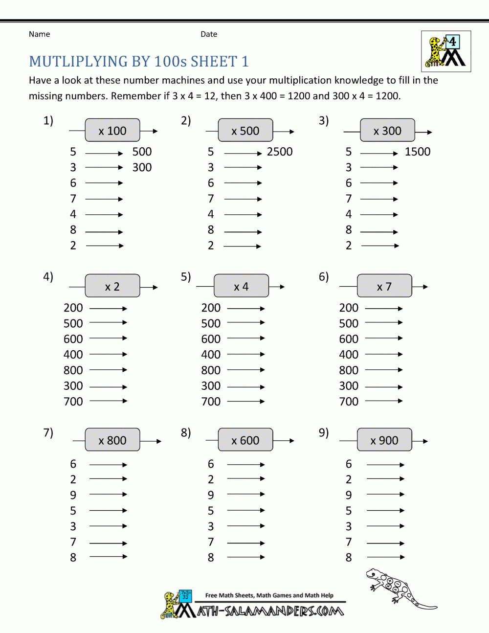 Free Printable Multiplication Fact Sheets - Free Printable