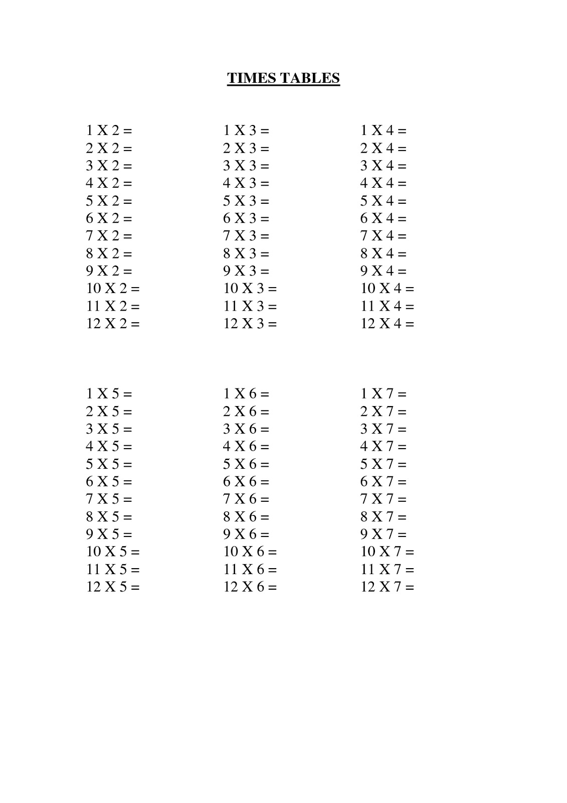 Times Table Practice Sheets Printable Times Tables Worksheets Times Table Practice Sheets Printable Times Tables Worksheets