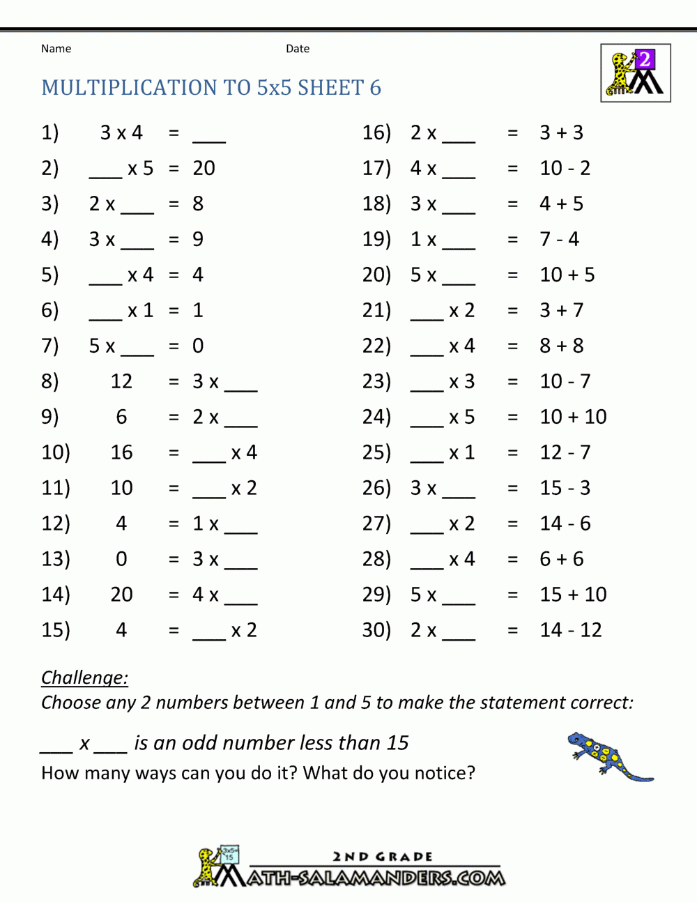 Basic Multiplication Practice Worksheets - Free Printable