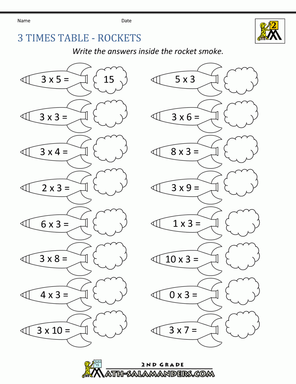 3 Times Table Division Worksheet - Free Printable