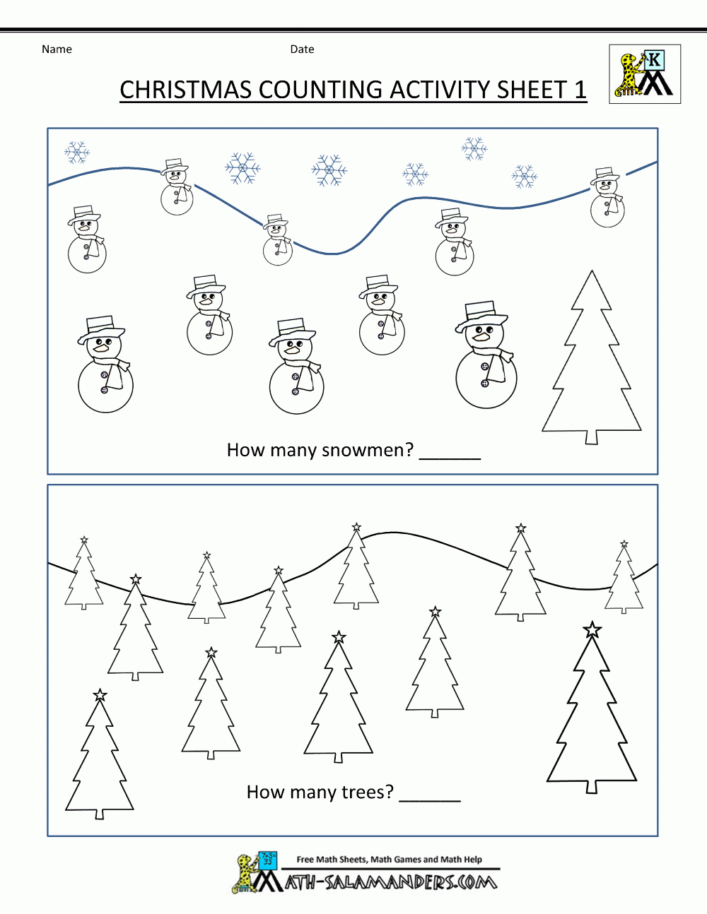 Christmas Maths Worksheets Year 1 - Free Printable