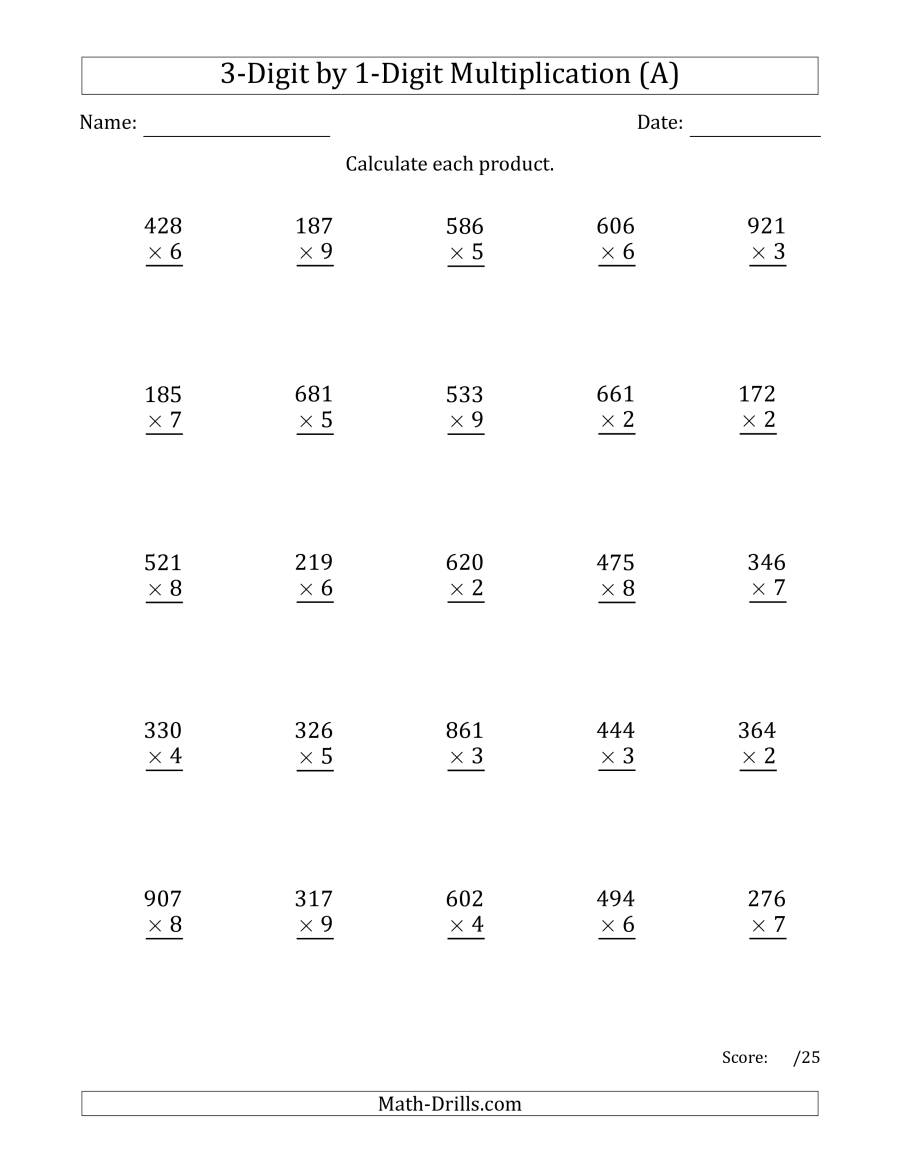 Area Model Multiplication 3 Digit By 1 Digit Worksheet Times Tables Area Model Multiplication 3 Digit By 1 Digit Worksheet Times Tables