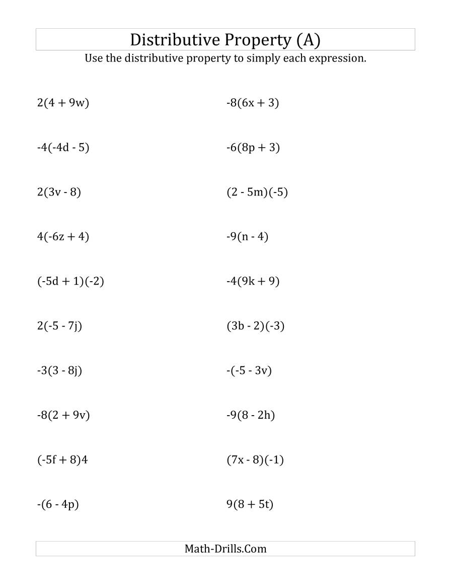 Distributive Property Of Multiplication Worksheet