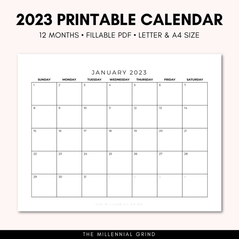 Printable Blank Monthly Calendar 2023 Printable - Free Printable