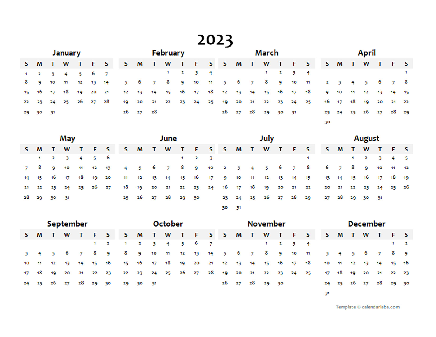 Plan Ahead 2023 Monthly Year Blank Free Printable Calendar - Free Printable
