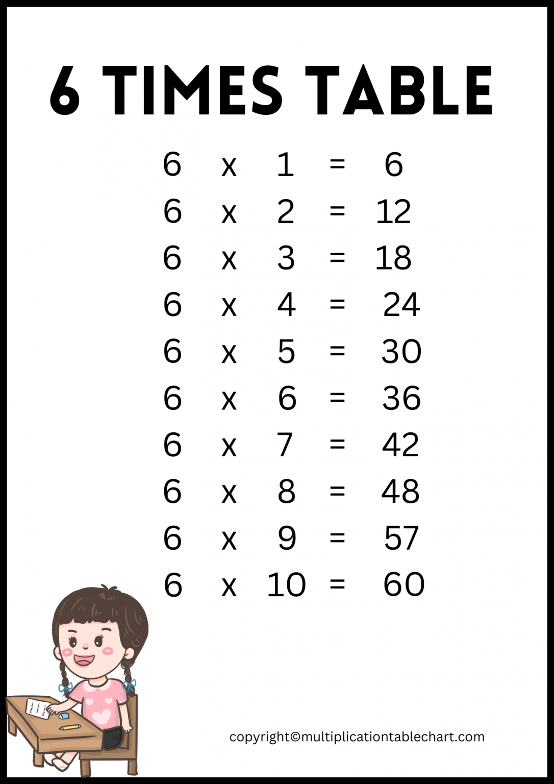 6 Times Table Worksheet With Answers Free Printable 6 Times Table Worksheet With Answers Free Printable
