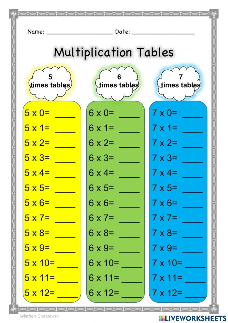 Table 1 To 5 Worksheet - Free Printable