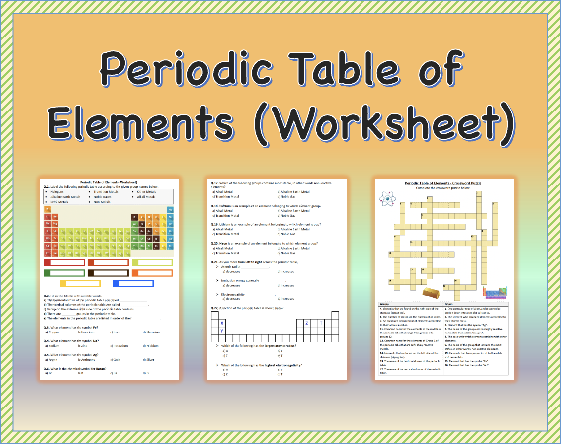Element Worksheet Periodic Table - Free Printable