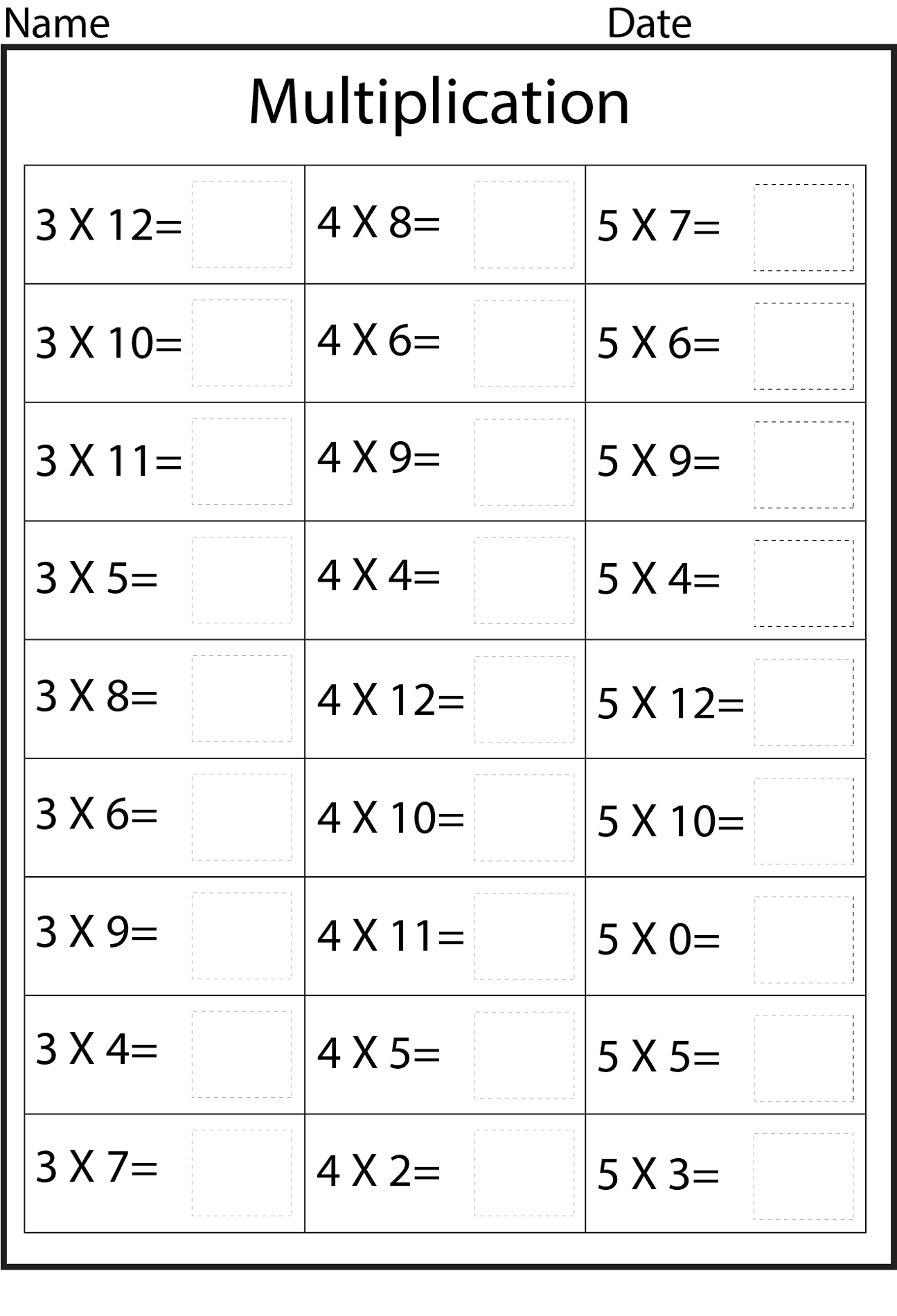 3 Times Tables Multiplication Worksheets - Free Printable
